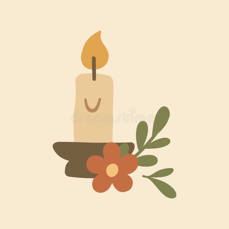 Cottagecore Theme Style Candle Light Vector Template Stock Illustration ...