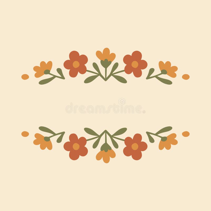 Cottagecore Theme Style Flower Border Vector Template Stock Vector ...