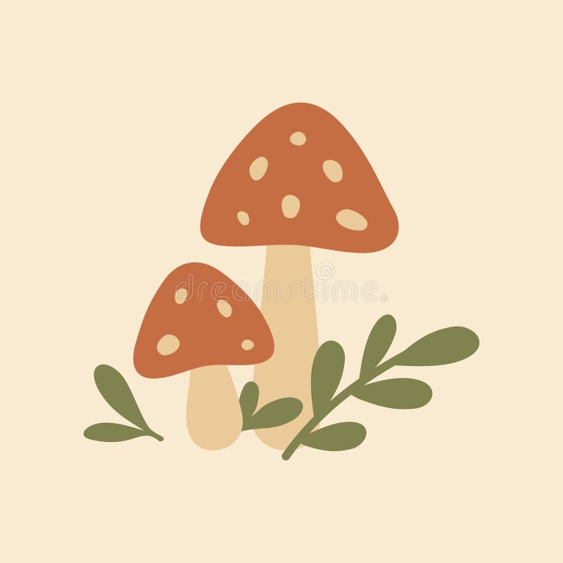 Cottagecore Theme Style Mushroom Vector Template Stock Illustration ...