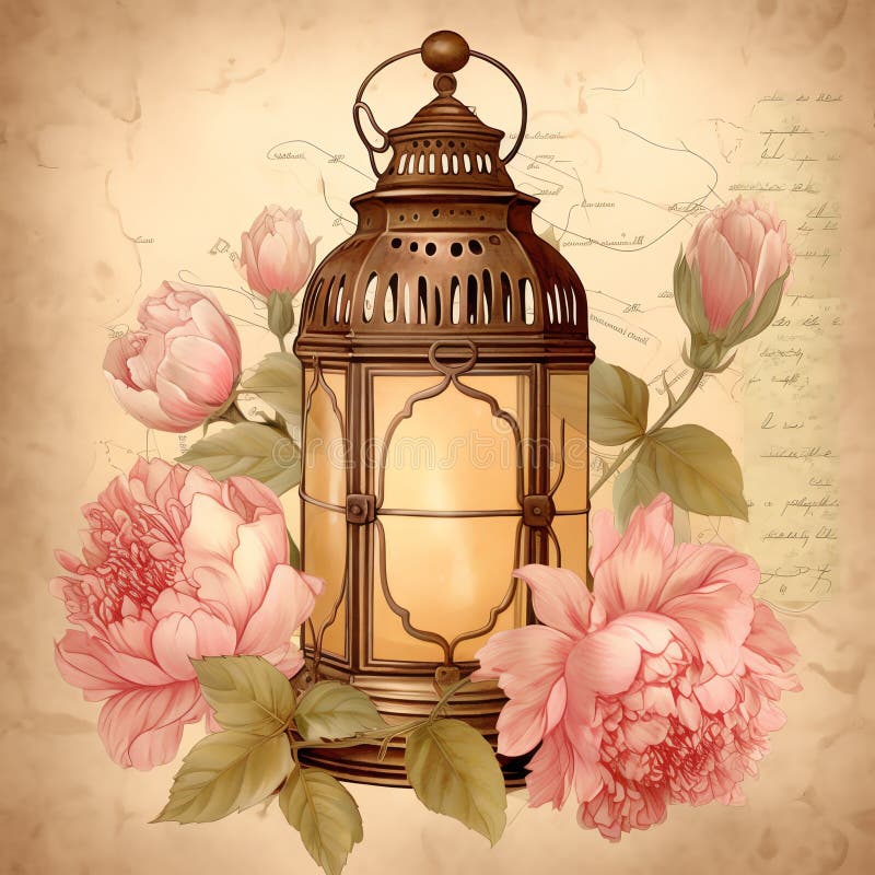 Cottagecore Vintage Lantern Old Paper, Vintage Digital Paper Stock ...