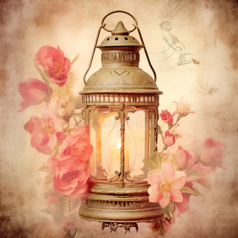 Cottagecore Vintage Lantern Old Paper, Vintage Digital Paper Stock ...