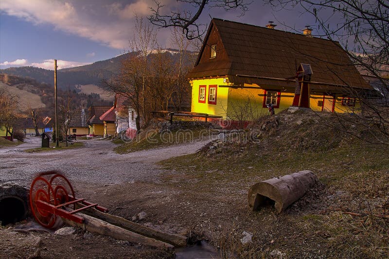 Cottages in small village stock image. Image of landmark - 69018275