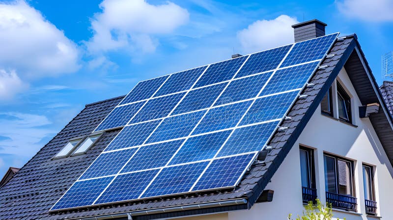 Cottages with solar panels stock image. Image of energy - 317899349
