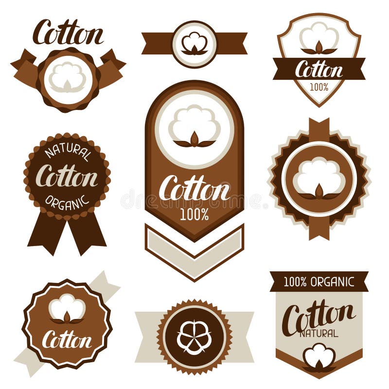 Cotton Badges, Banners and Emblems. Clothing Labels Stock Vector ...