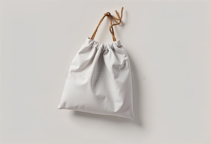Cotton Bag with Drawstring Mock Up Isolated on Grey Background. Zero ...