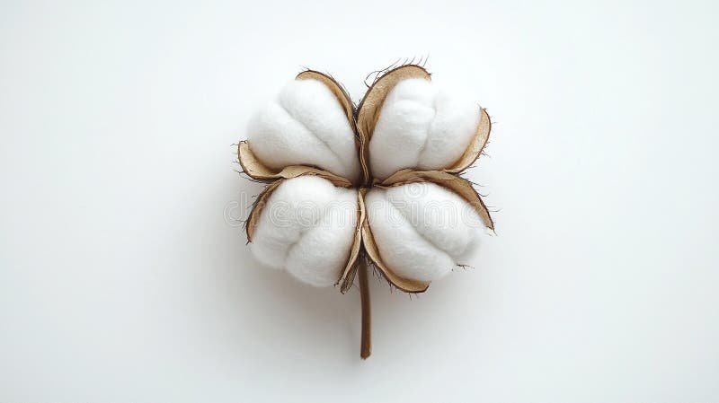Cotton Boll Open on White Background, Top View, Simple Stock ...