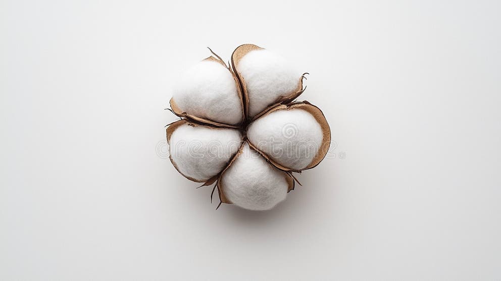 Cotton Boll on White Background, Top View, Simple Purity Stock ...