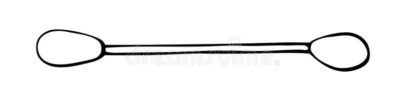 Cotton Bud Swab Vector Outline Illustration Black And White Clipart Hand Drawn Doodle