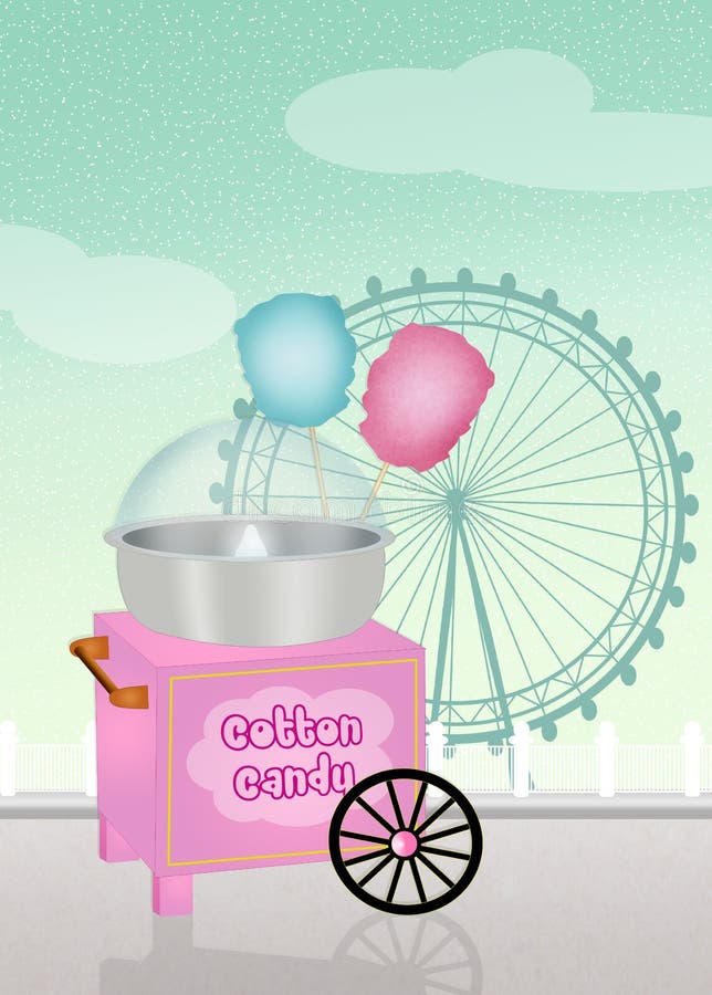 Cotton candy cart stock illustration. Illustration of sweet - 52871320