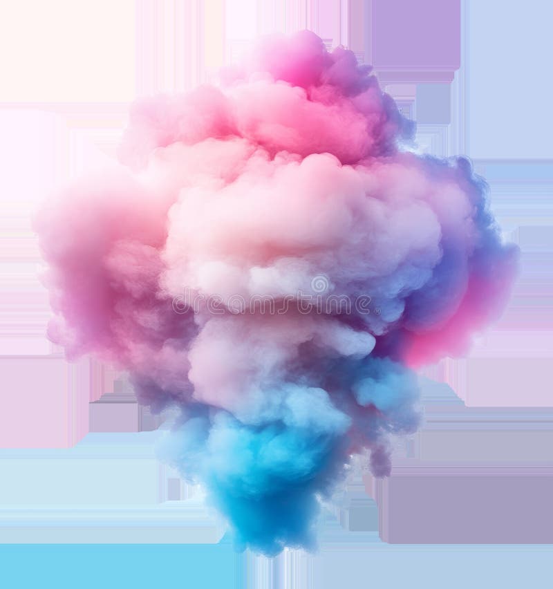 Cotton Candy Colored Cloud on Transparent Background, Abstract Art ...