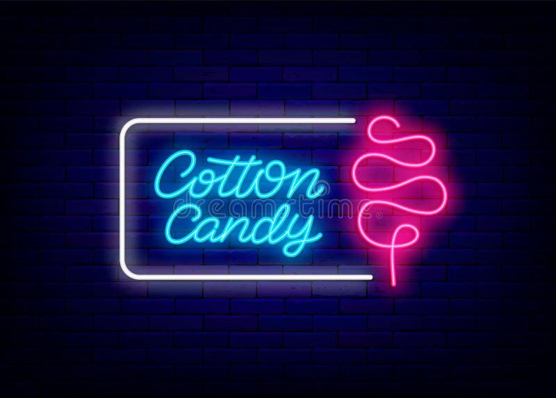 Cotton Candy Neon Lettering Sign With Frame Sweet Shop Logo Cake