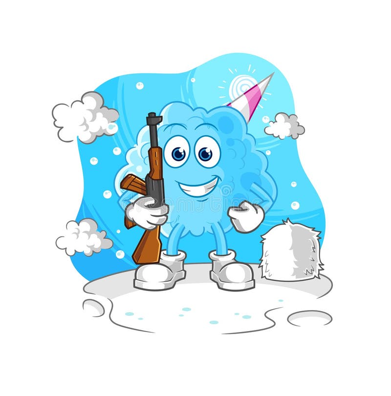 Cotton Candy Soldier in Winter. Character Mascot Vector Stock Vector ...