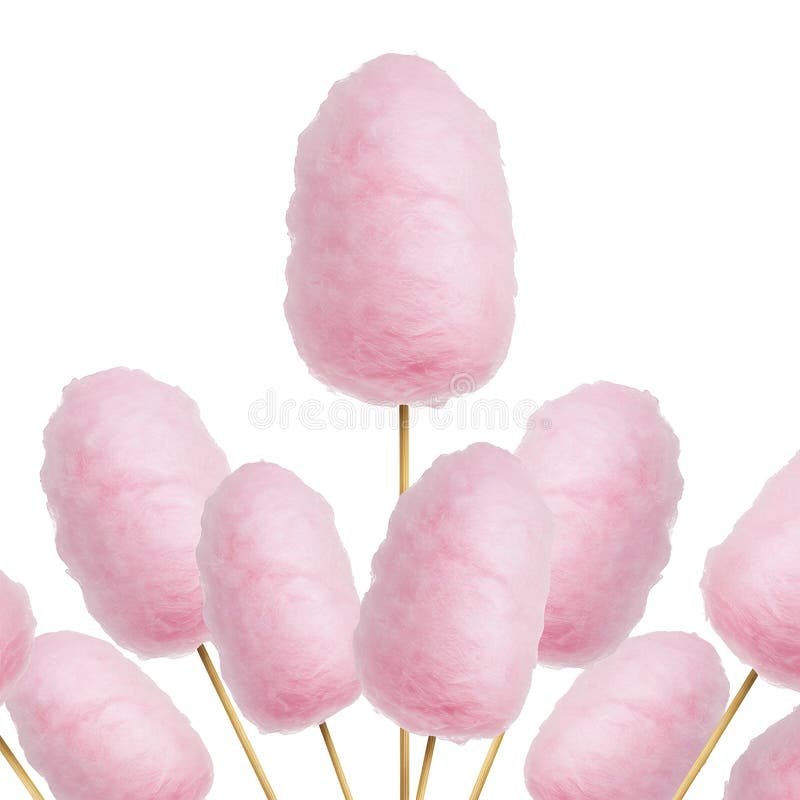Cotton Candy on Sticks Isolated on White Background Stock Illustration ...