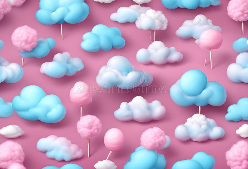 Cotton Candy. Sugar Clouds 3d Vector Icon Set Stock Illustration ...
