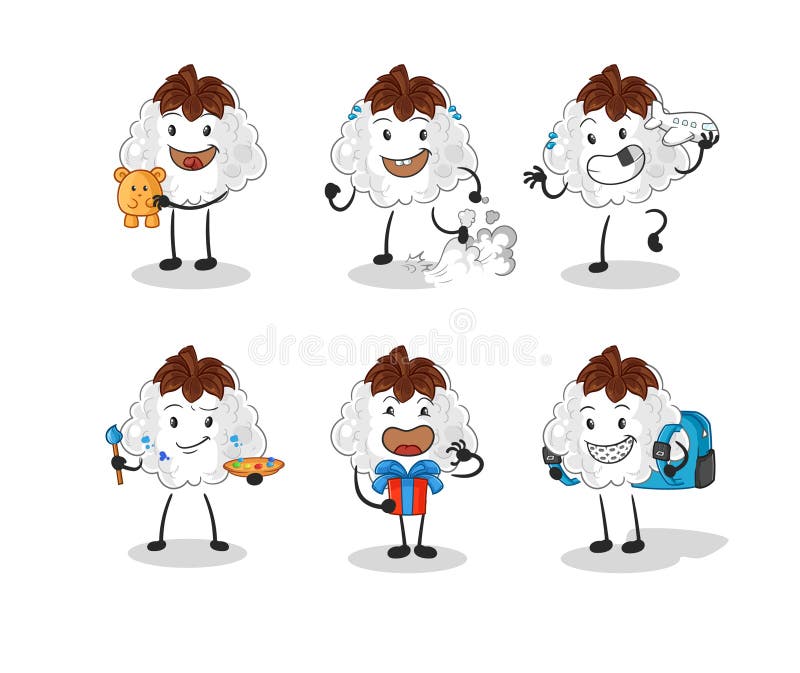 Cotton Children Group Character. Cartoon Mascot Vector Stock Vector ...