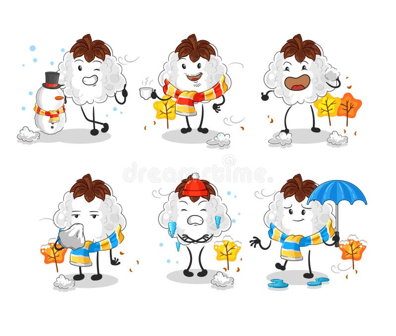 Cotton in Cold Weather Character Mascot Vector Stock Vector ...