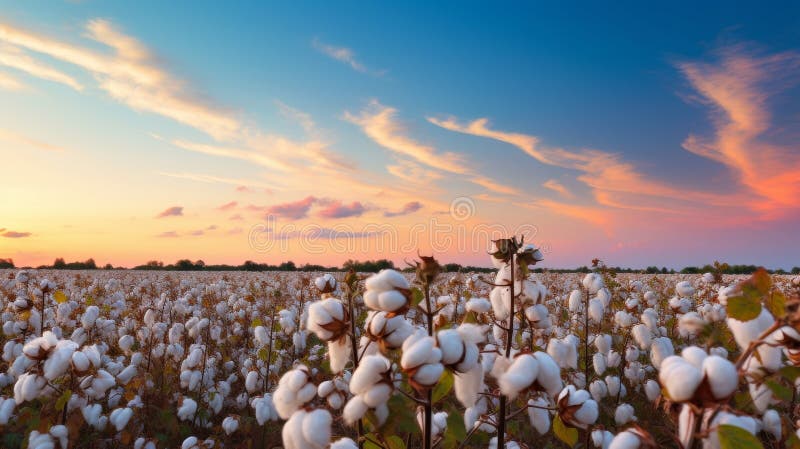 Cotton Crop at Peak Growth in a Summer Landscape Stock Illustration ...