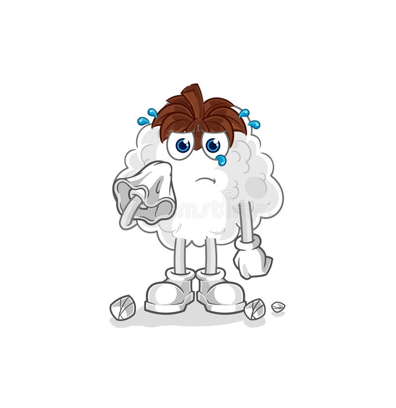 Cotton Cry with a Tissue. Cartoon Mascot Vector Stock Vector ...