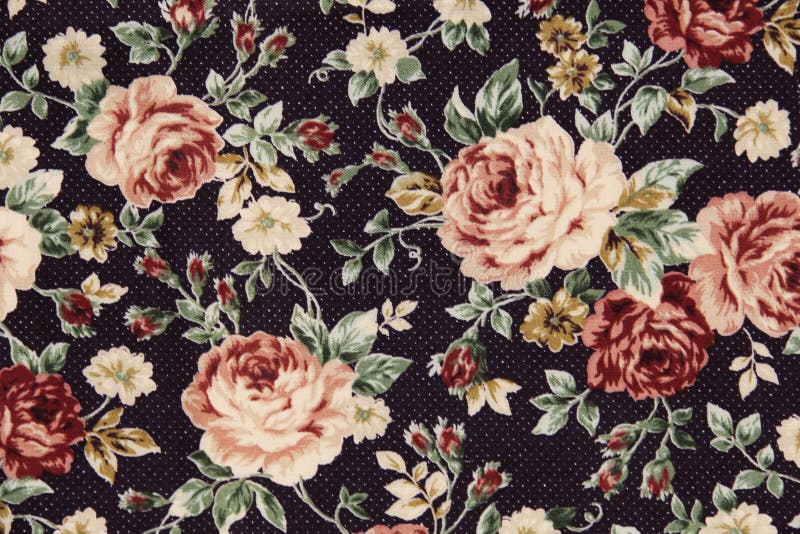 Cotton Fabric in Vintage Roses Pattern for Background or Texture Stock ...
