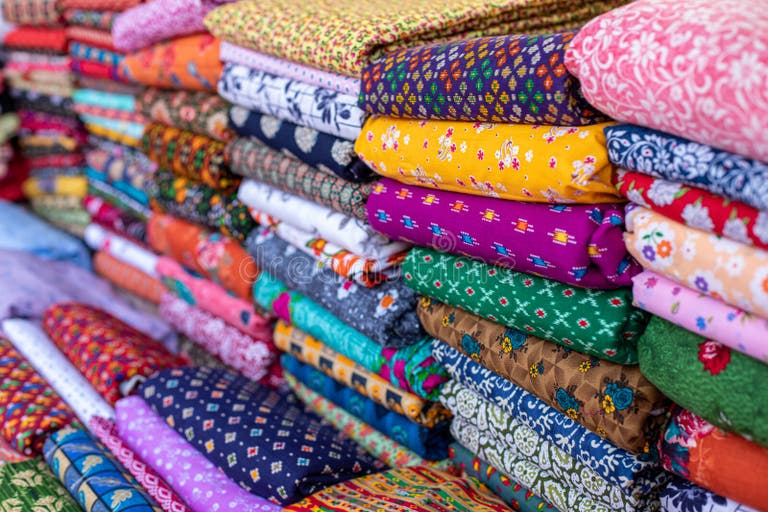 Cotton Fabrics. Natural Multi-colored Fabrics with Various Patterns and ...
