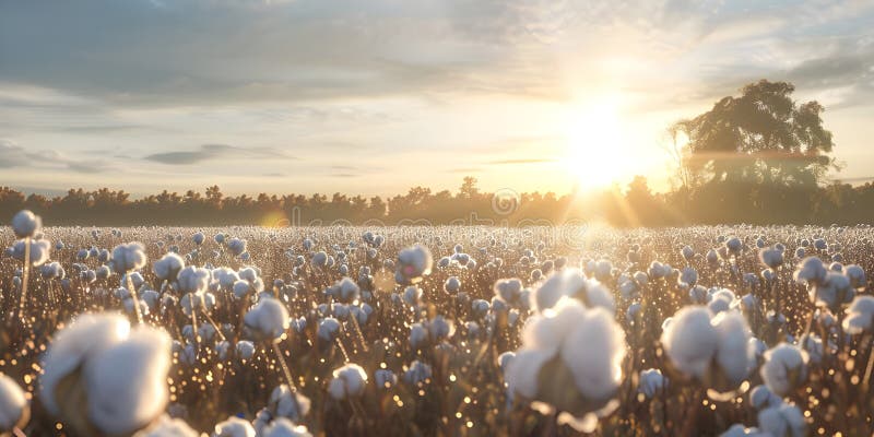 Cotton Farm Field Background Stock Illustration - Illustration of ...