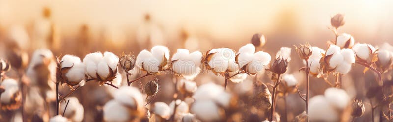 Cotton Field Summer Header stock illustration. Illustration of nature ...