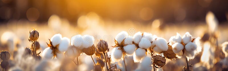 Cotton Field Summer Header stock illustration. Illustration of white ...