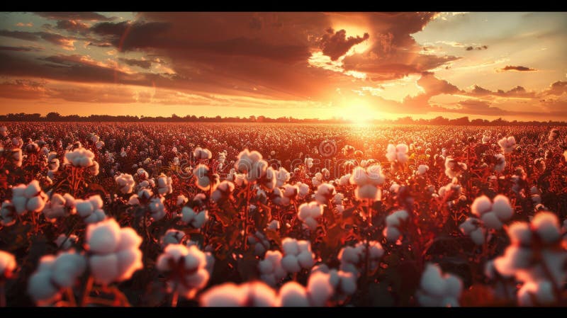 The Cotton Field Sunset.AI Generated Image Stock Image - Image of ...