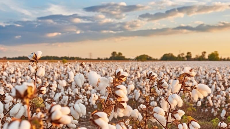 Cotton Fields Ready for the Bountiful Yield. Generative AI Stock ...