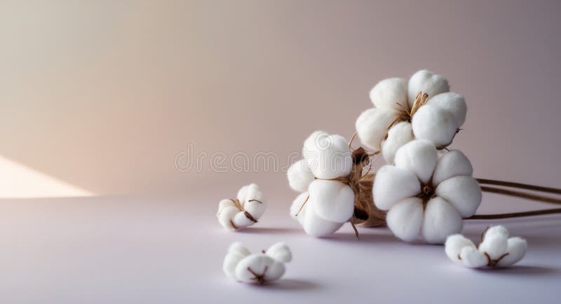 Cotton Flower Art Displayed Over Pale Pastel Color Backdrop Stock Image ...