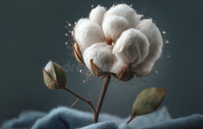 Cotton Flower Close-up on a Dark Background. Stock Illustration ...