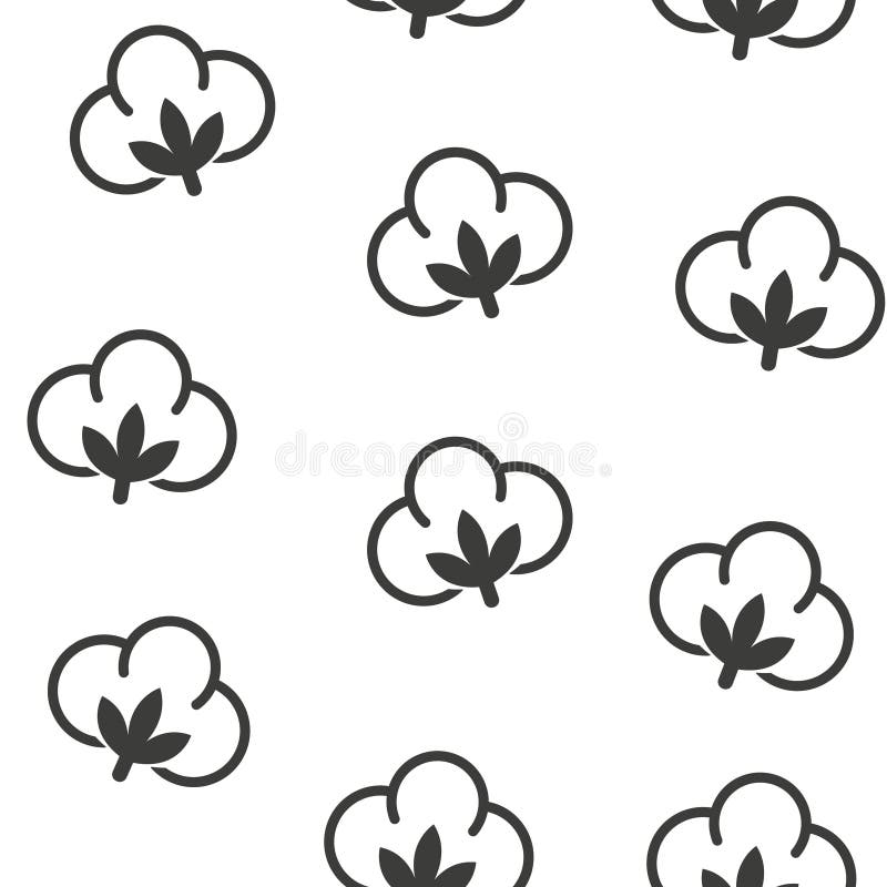 Cotton Flower Icon Seamless Pattern, Cotton Ball, Cotton Fiber Seamless ...