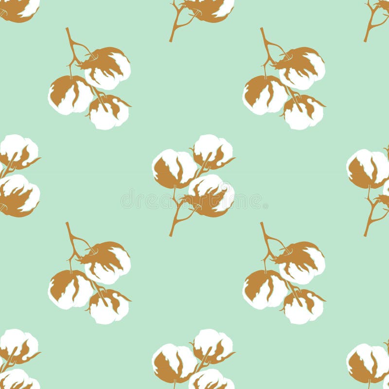 Cotton Flowers Boxes on Mint Background, Pattern for Wallpaper ...