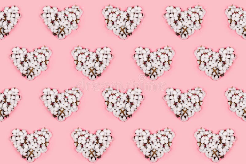 Cotton Flowers Heart Seamless Pattern Stock Photo - Image of floral ...
