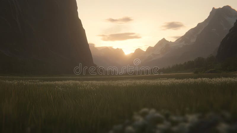 Cotton Grass Meadow at Sunset Forms an Idyllic Landscape and a Peaceful ...