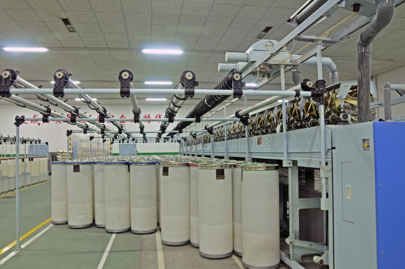 Cotton Group in Spinning Production Line Factory Stock Photo - Image of ...