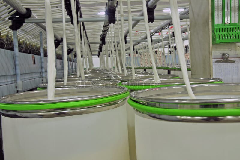 Cotton Group on a Spinning Production Line Stock Photo - Image of ...