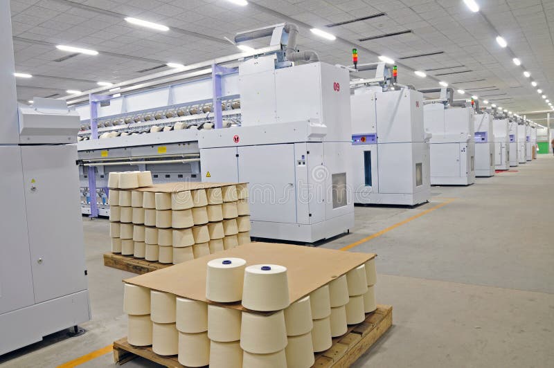 Cotton Group in Spinning Production Line Factory Stock Photo - Image of ...