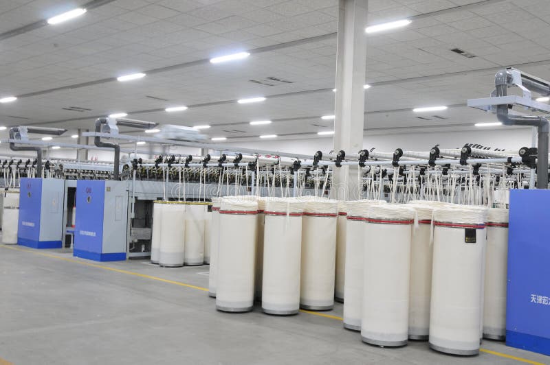 Cotton Group in Spinning Production Line Factory Stock Photo - Image of ...
