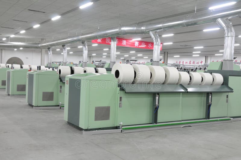 Cotton Group in Spinning Production Line Factory Stock Photo - Image of ...
