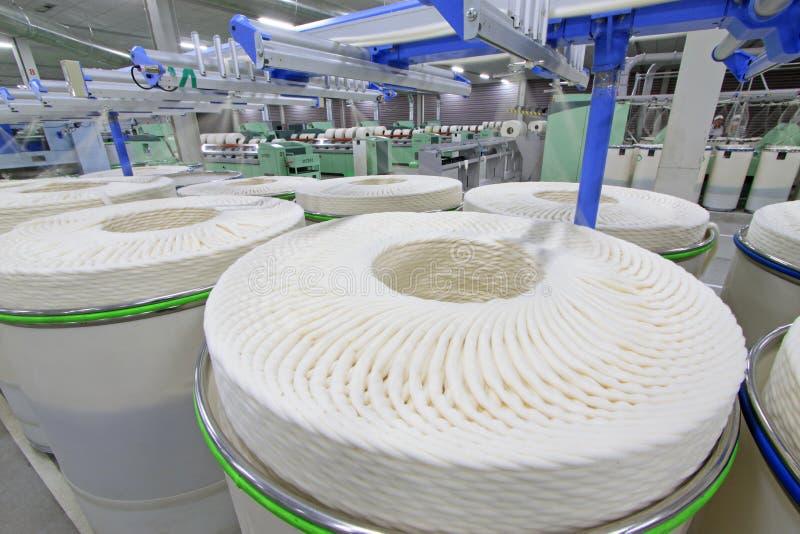 Cotton Group on a Spinning Production Line Stock Photo - Image of ...