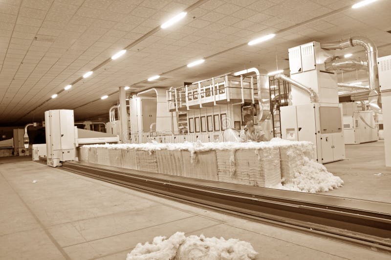 Cotton Group in Spinning Production Line Factory Stock Illustration ...