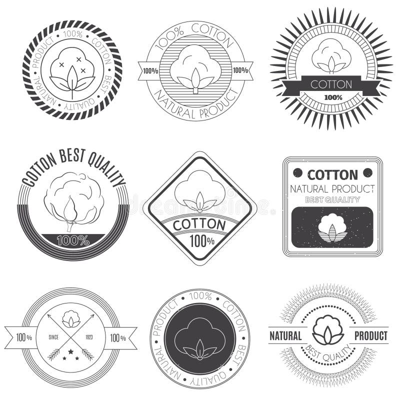 Cotton icons set. stock vector. Illustration of certificate - 61699067