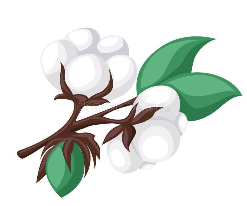 Cotton Isolated Icons Pure and Organic Product Vector Textile Industry ...
