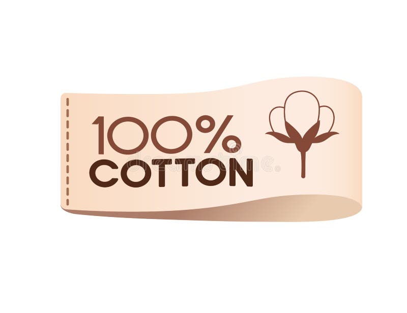 100 Cotton Label Badge Vector Illustration Isolated on White Background ...