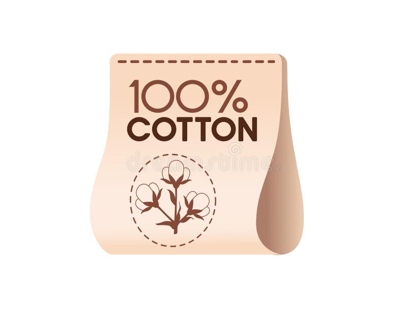 100 Cotton Label. Natural Fiber Sign. Vector Stock Illustration. Stock ...