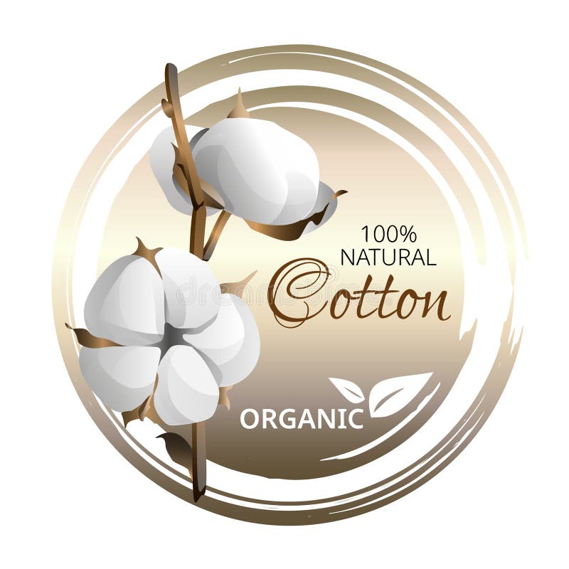 100 Cotton Label. Natural Fiber Sign. Vector Stock Illustration. Stock Vector - Illustration of ...