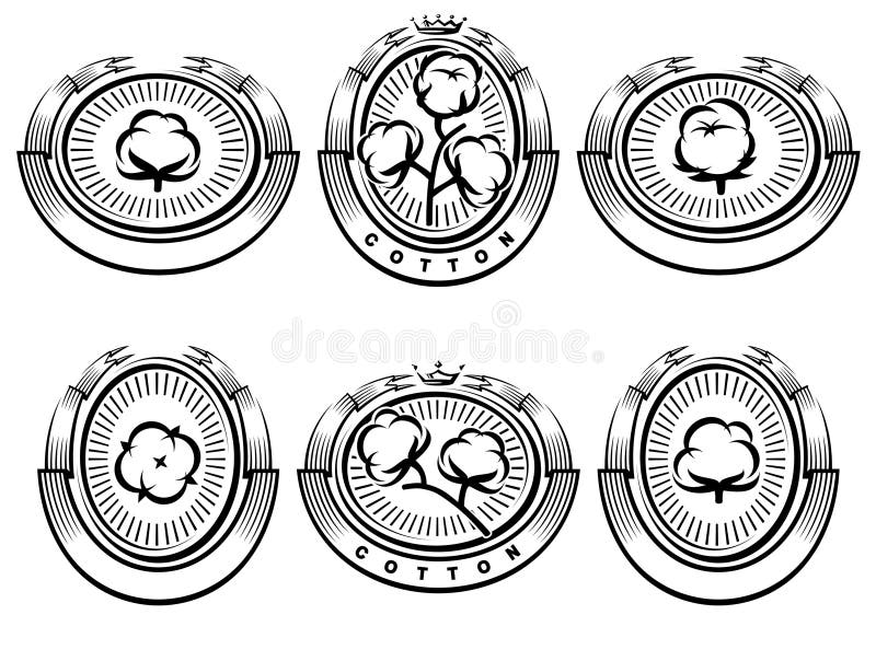 Cotton Labels and Icon Set. Collection Icon Cotton Stock Vector ...