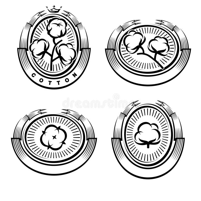 Cotton Labels and Icon Set. Collection Icon Cotton Stock Vector ...