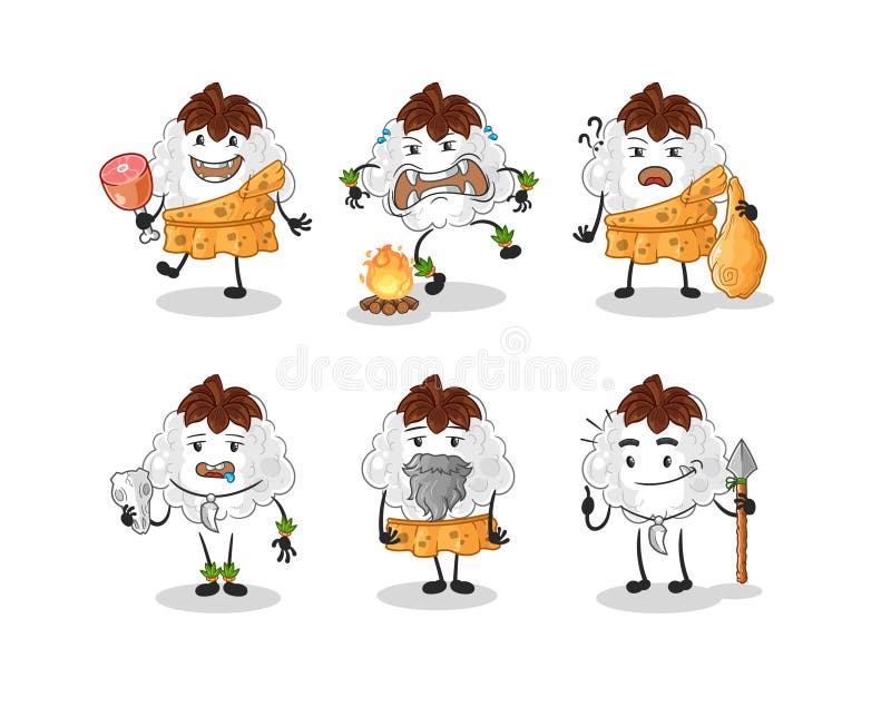 Cotton Primitive Man Group Character. Mascot Vector Stock Vector ...